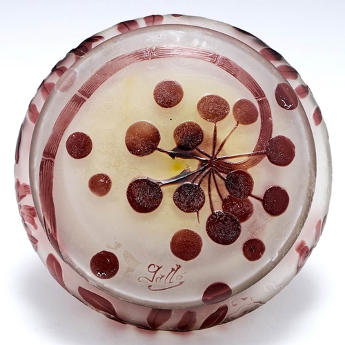 A French Emile Gallé cameo glass box with cover, c1922, with puce ...