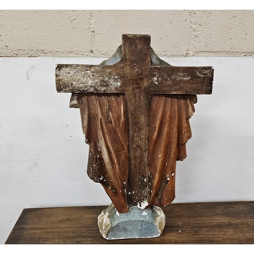 Painted Plaster Statue of Jesus, stamped Christu Bruxelles (damage to ...