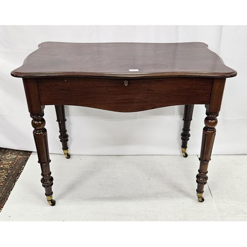 Antique Mahogany Side Table, serpentine shaped, with an apron drawer ...