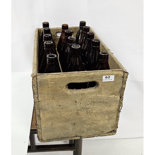 14 brown cider bottles (each 30cmH), in an old wooden pine crate (15)
