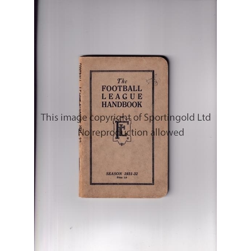 FOOTBALL LEAGUE HANDBOOK 1931/2 Softback annual with details written on ...