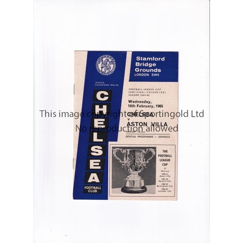 1965 LEAGUE CUP SEMI-FINAL Programme for Chelsea at home v Aston Villa ...