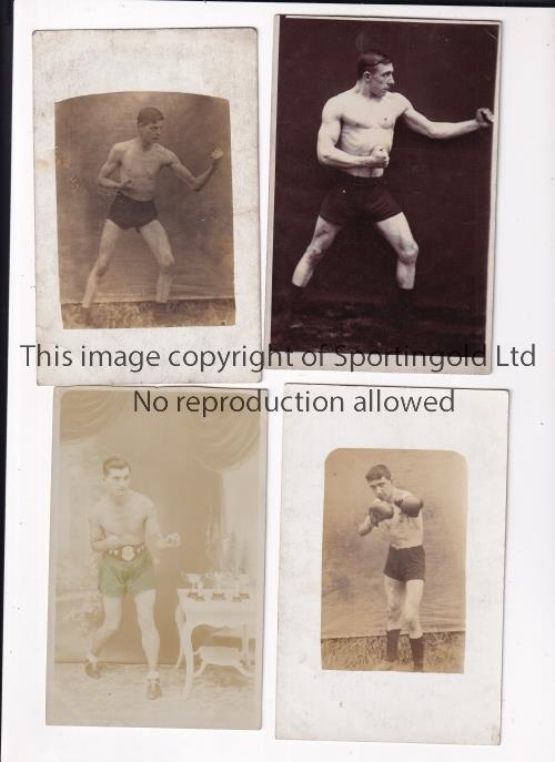 BOXING Four postcards of fighters in boxing pose from the late 1800's ...