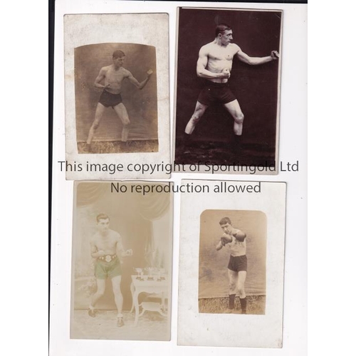BOXING Four postcards of fighters in boxing pose from the late 1800's ...