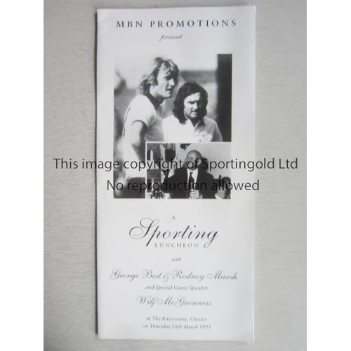 GEORGE BEST / RODNEY MARSH / WILF McGUINNESS / AUTOGRAPHS Singed menu ...