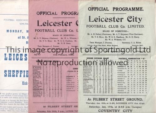 LEICESTER CITY Three programmes: home v Bury 10/1/1948 and Luton Town ...