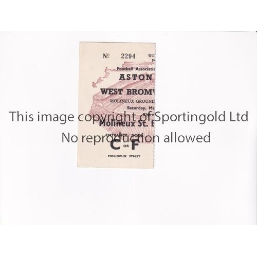 1957 FA CUP SEMI-FINAL / ASTON VILLA V WBA Ticket for the tie at ...
