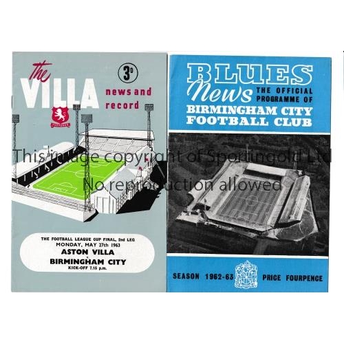 BIRMINGHAM CITY V ASTON VILLA 1963 / LEAGUE CUP FINAL Two programmes ...