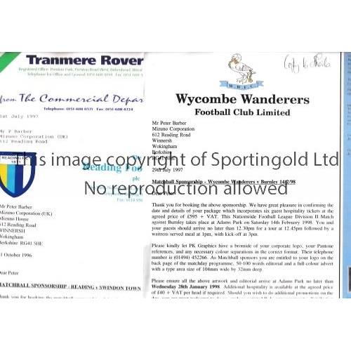FOOTBALL AND RUGBY CORRESPONDENCE Approx 30 letters/agreements etc ...