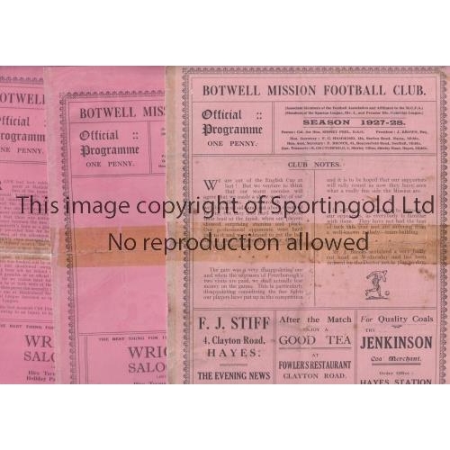 BOTWELL MISSION Seven home programmes: 1927/8 v Uxbridge Town ...