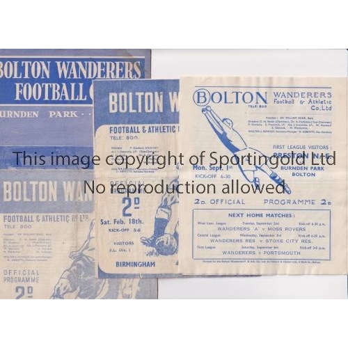 BOLTON WANDERERS Seven home programmes: Three gatefold programmes v ...
