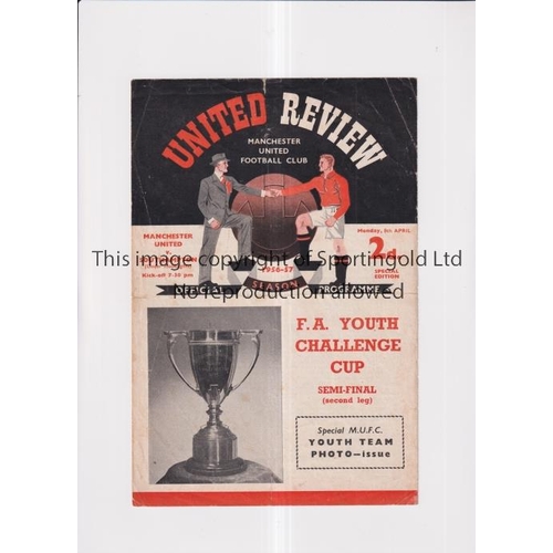 1957 FA YOUTH CUP SEMI-FINAL / MANCHESTER UNITED V SOUTHAMPTON ...
