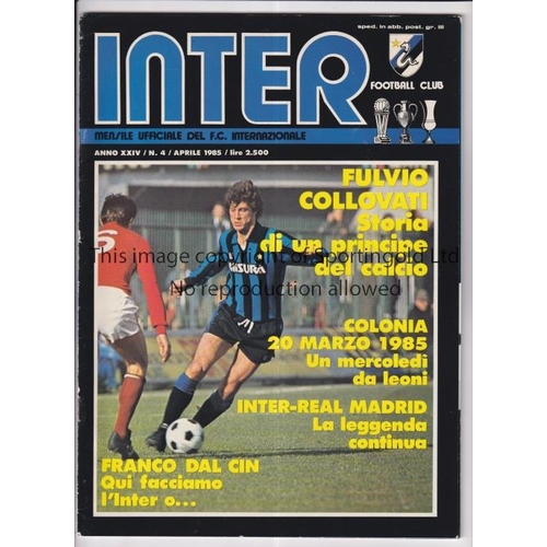 1985 UEFA CUP SEMI-FINAL / INTER MILAN V REAL MADRID Inter Milan Club ...