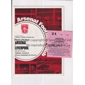 ARSENAL Ticket and programme for the home League match v Liverpool 14/3 ...