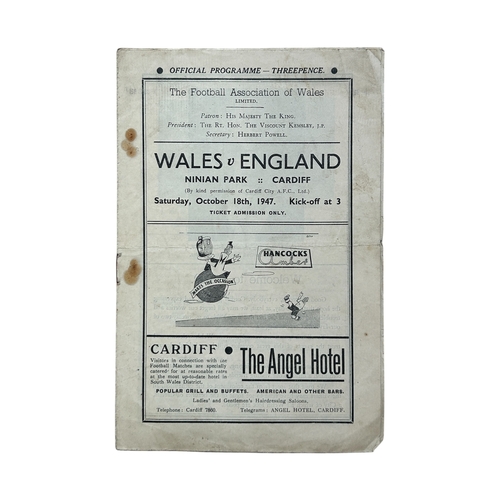 WALES VERSUS ENGLAND 1947/48 FOOTBALL PROGRAMME, 18/10/1947, PLAYED AT ...