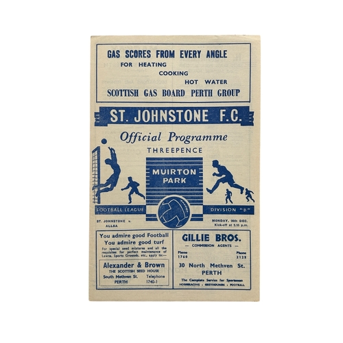 ST JOHNSTONE VERSUS ALLOA ATHLETIC 1955/56 FOOTBALL PROGRAMME, 26/12 ...
