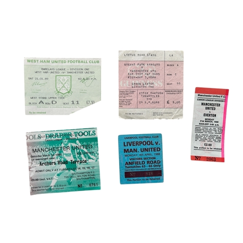 X5 MANCHESTER UNITED MAINLY AWAY 1980S FOOTBALL TICKET STUBS, QUEENS ...