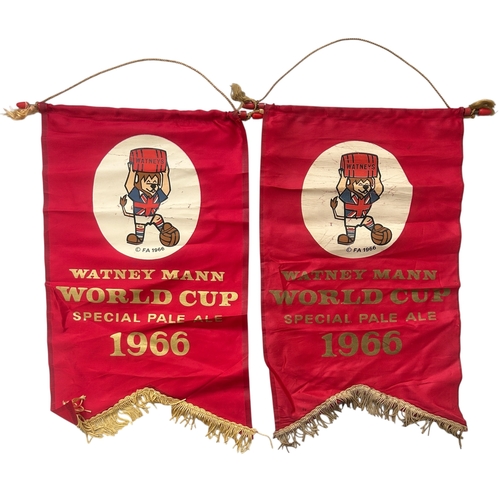 X2 WATNEY MANN SPECIAL PALE ALE WORLD CUP 1966 PENNANTS, ORIGINAL ...