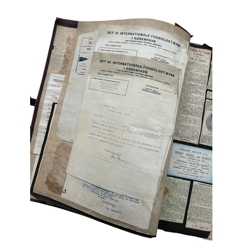 A YORKSHIRE AMATEURS 1930S LEDGER BOOK, ASSORTMENT OF CUTTINGS ...