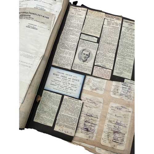 A YORKSHIRE AMATEURS 1930S LEDGER BOOK, ASSORTMENT OF CUTTINGS ...