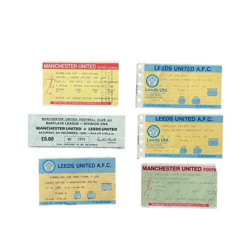 X6 MANCHESTER UNITED VERSUS LEEDS UNITED 1990-92 FOOTBALL TICKET STUBS ...