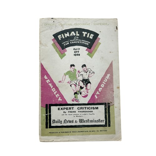 1928 FA CUP FINAL FOOTBALL PROGRAMME, BLACKBURN ROVERS VERSUS ...