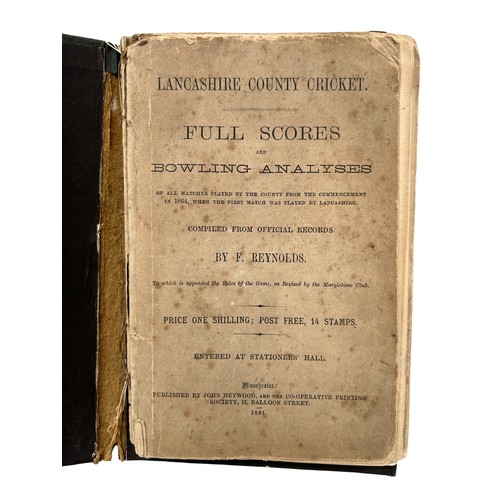 X5 LANCASHIRE CRICKET CLUB ANNUALS/ YEARBOOKS, 1881 FULL SCORES AND ...