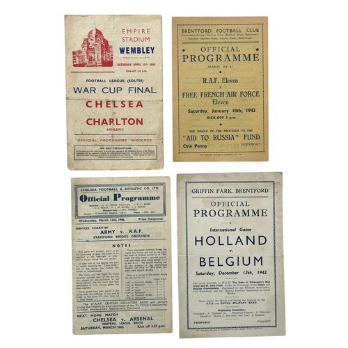 X4 WARTIME FOOTBALL PROGRAMMES, 1944 CHELSEA VERSUS CHARLTON WAR CUP ...