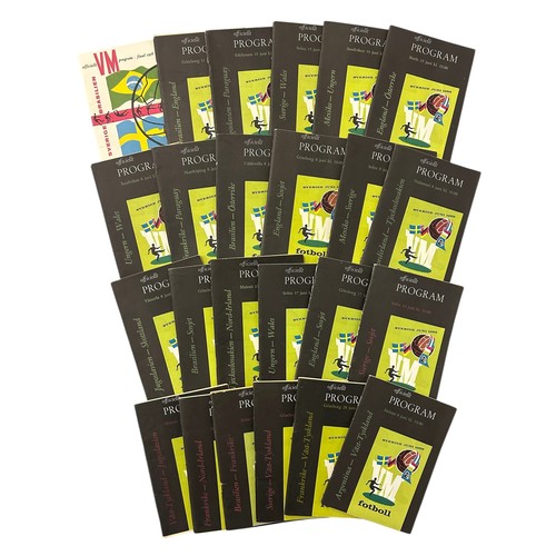 FULL SET OF 1958 SWEDEN WORLD CUP FOOTBALL PROGRAMMES, 35 PROGRAMMES ...