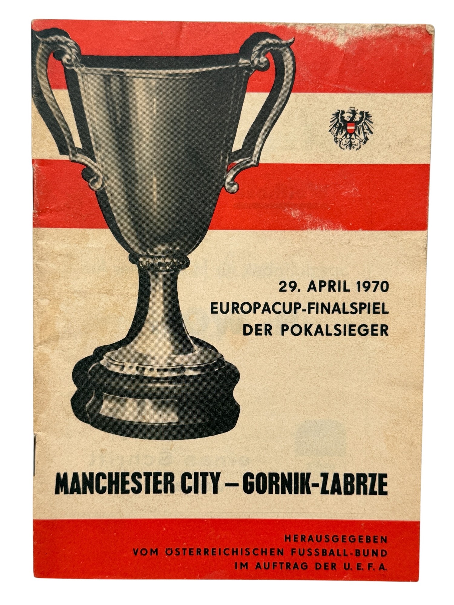 1970 ECWC FINAL FOOTBALL PROGRAMME, GORNIK ZABRZE VERSUS MANCHESTER ...