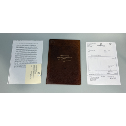 HENRY VIII, KING OF ENGLAND (1509-1547): A SIGNED DOCUMENT RATIFYING ...