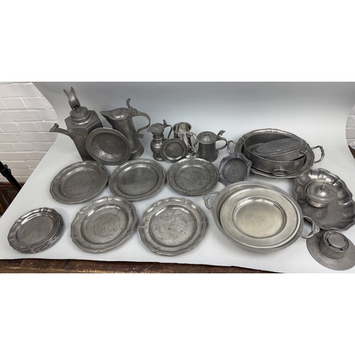 A LARGE COLLECTION OF MOSTLY ANTIQUE PEWTER