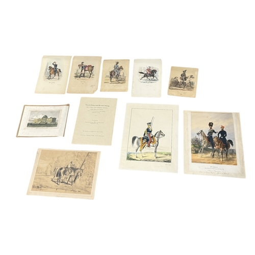 A COLLECTION OF GERMAN HAND COLOURED PRINTS/LITHOGRAPHS