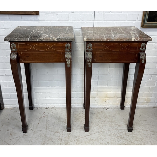 A PAIR OF 19TH CENTURY PIER TABLES WITH MARBLE TOP 98cm x 53cm x 39cm