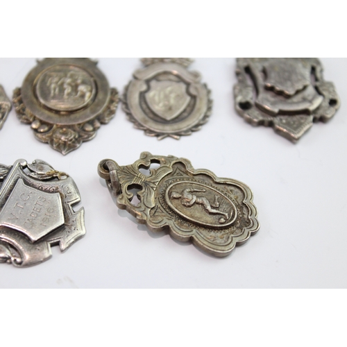 SIX ANTIQUE/VINTAGE HALLMARKED .925 STERLING SILVER FOBS/MEDALLIONS ...
