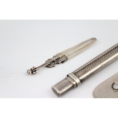 FOUR .925 STERLING SILVER BOOKMARKS AND PENCILS 26gms