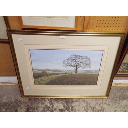 A Simon Turvey 1978-1982 Wildlife Artist watercolour 'Sussex Winter Scene'