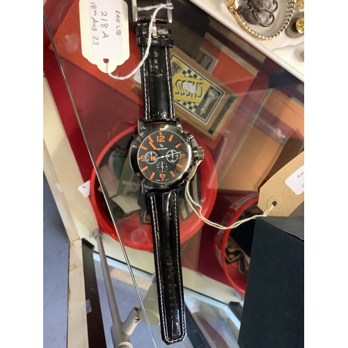 A gent's V6 Super Speed wristwatch with black leather strap