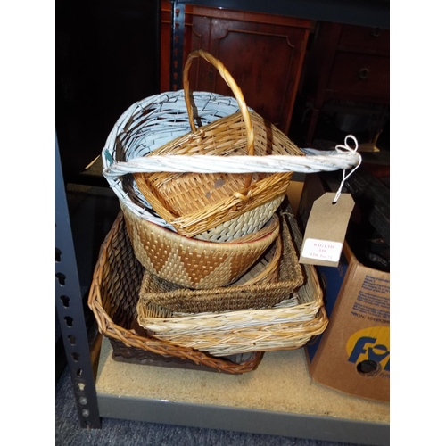 A mixed selection of wicker baskets