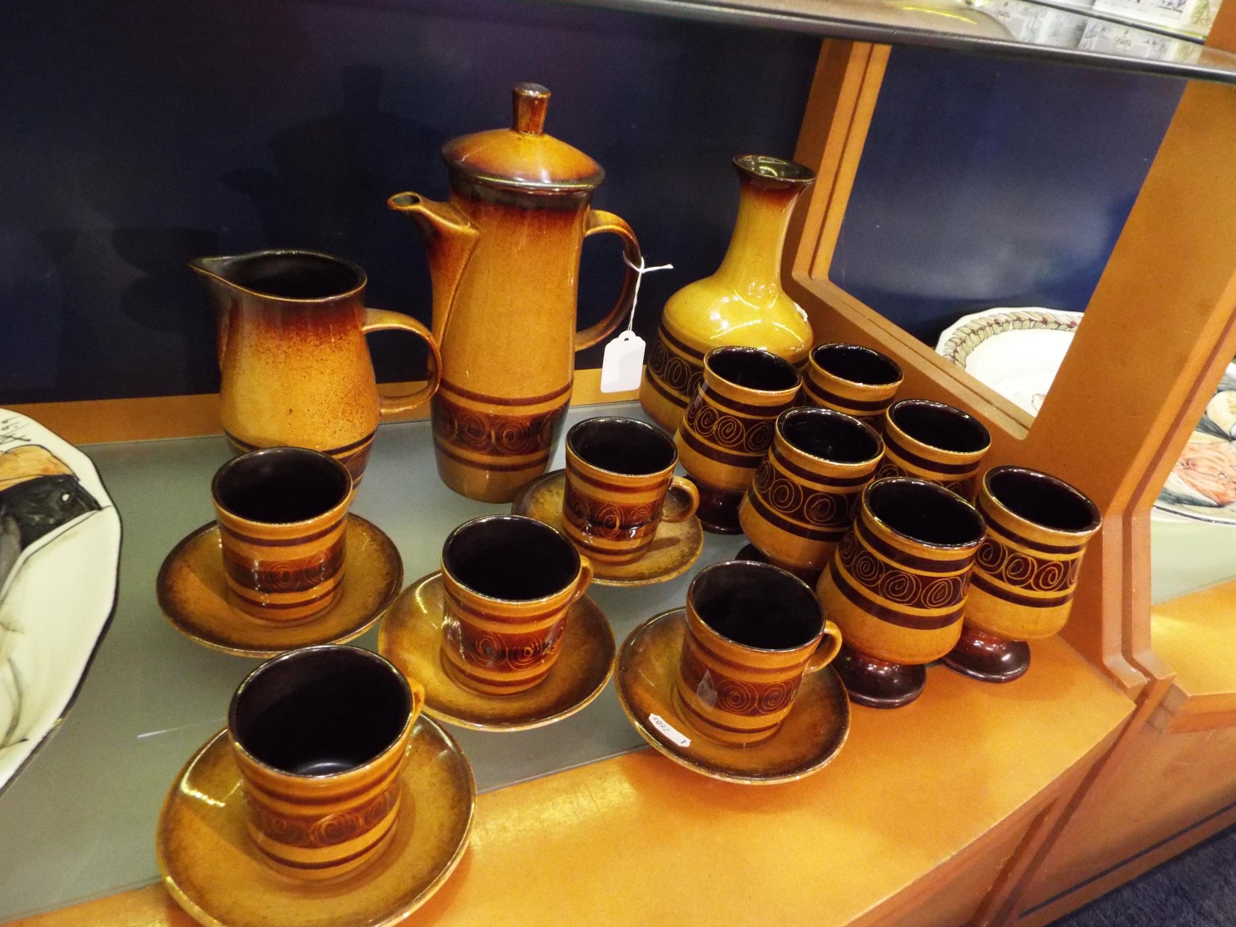 A Cinque Ports Pottery 'The Monastery' coffee set comprising coffee pot ...