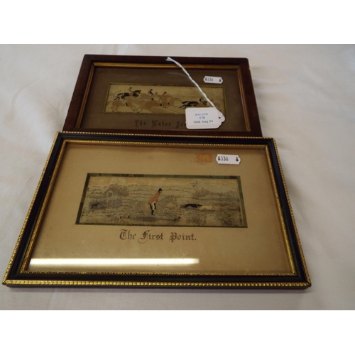 Two mounted framed and glazed Stevengraphs 'The Water Jump', and 'First ...