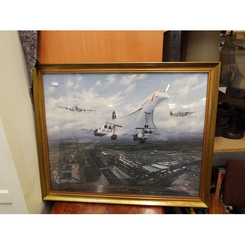 A framed print of Concorde