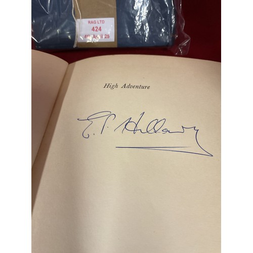 A signed 'Sir Edmund Hillary', 1st edition print of High Adventure with ...