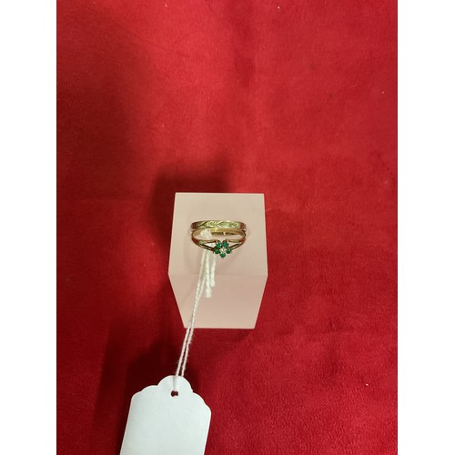 A 9ct gold band inset with clear stones, size P and a 9ct gold cluster ...