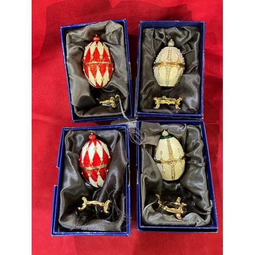 Four Boxed Atlas Edition decorative eggs to include Harlequin, Nest of ...