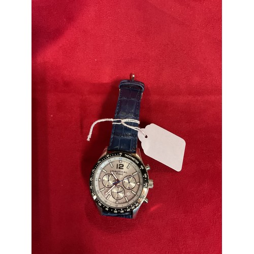 A Nautical Time chronograph gent's wristwatch with blue leather strap