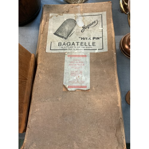 An Amersham Pin Snooker bagatelle board, in a Jaques box