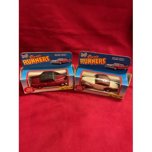 Two vintage Classic Runners 'Road Tough' cars with friction action