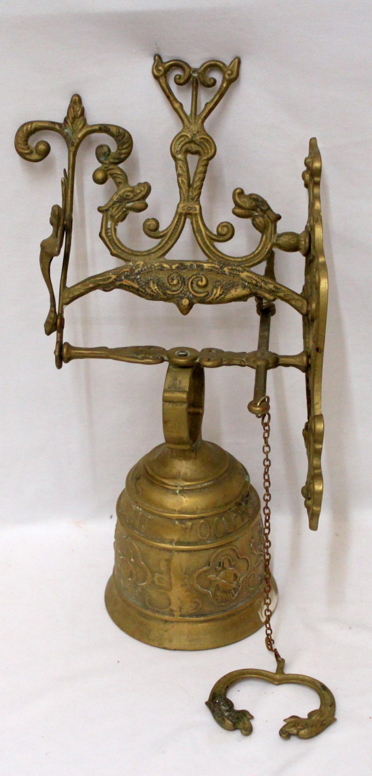 Wall Hanging Brass Bell with latin inscription Qui Me Tangit Vocem Meam ...