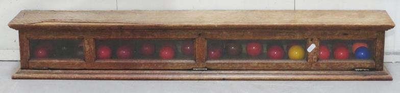 Oak Snooker & Billiard Ball Display Case with 4 glazed windows, hinged ...